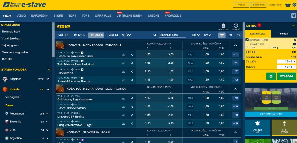 E-Stave Slovenija Bonus €10, Spletna loterija za športne stave E Stave